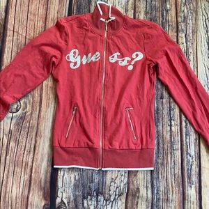 Guess | Jackets & Coats | Guess Red Zip Up With Glitter Logo | Poshmark